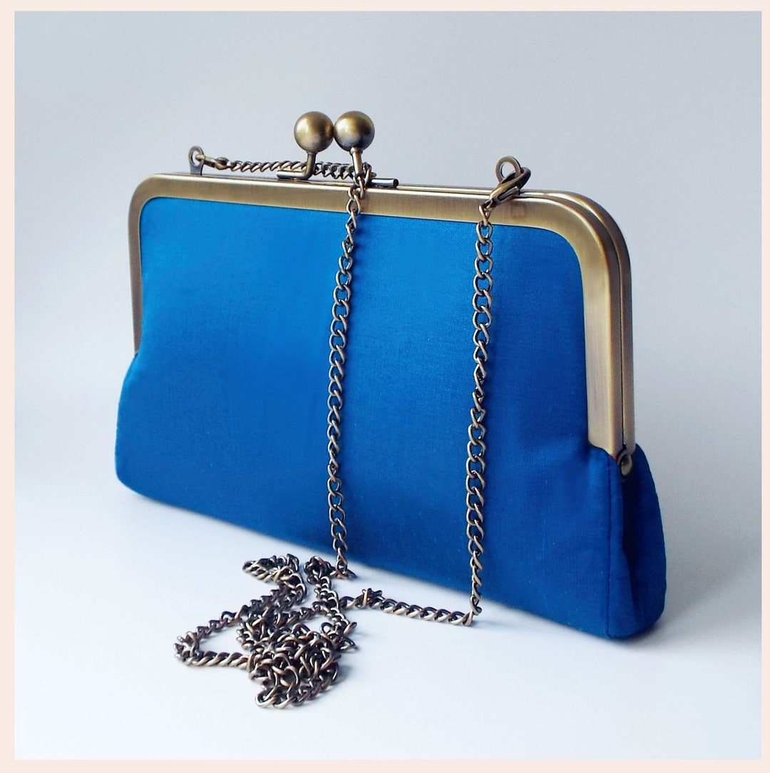Clutch Bag Sapphire Blue Evening Bag Silk Clutch Purse for - Etsy