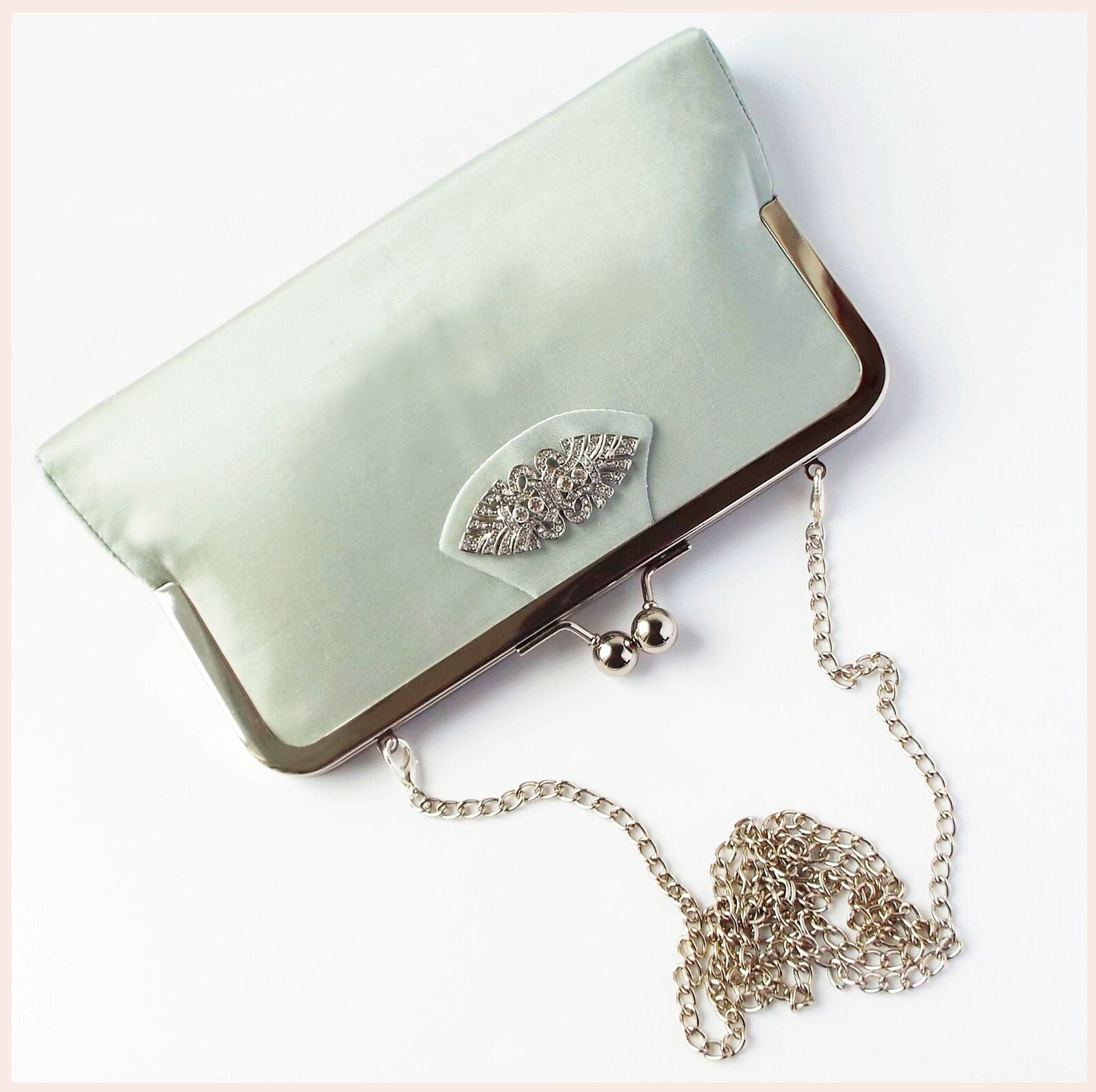 Clutch Purse Evening Bag Sage Green Clutch Bag With Chain - Etsy