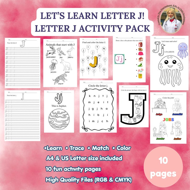 Letter J Tracking, Worksheets Kindergarten Activity Alphabet, Toddler ...