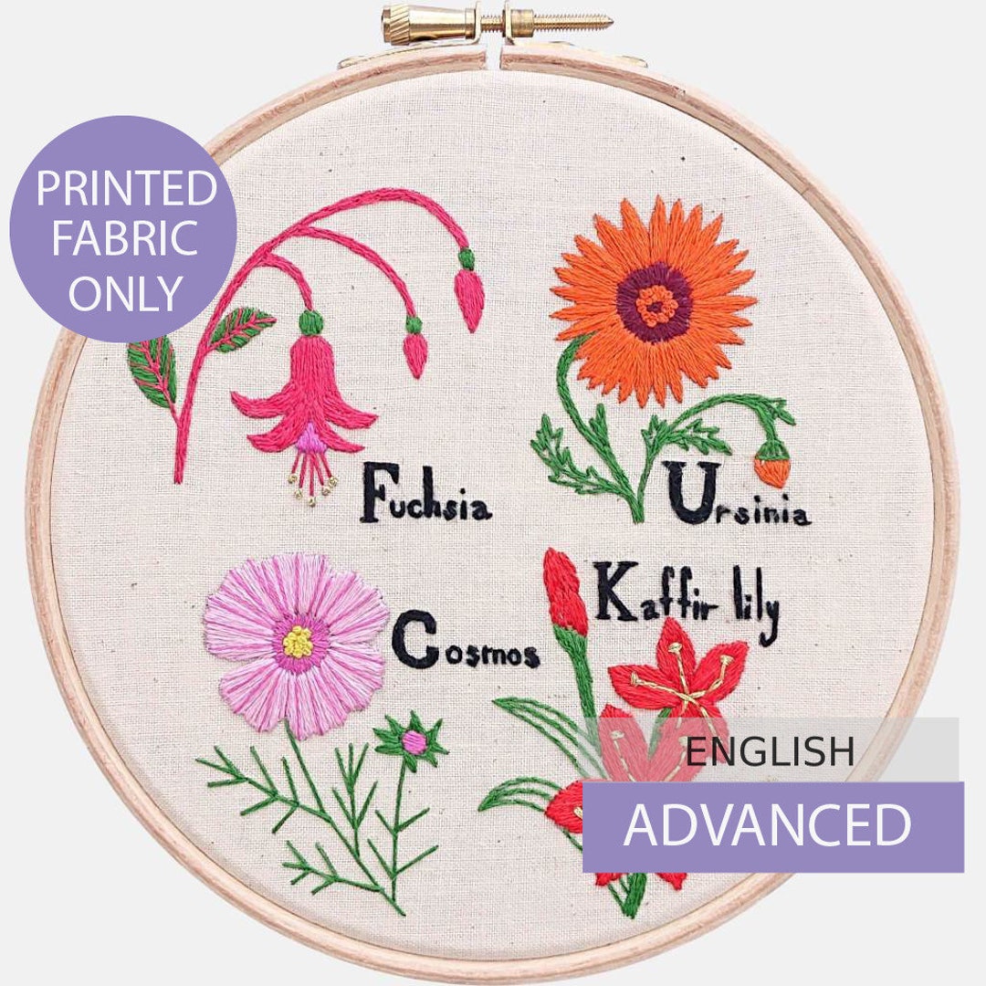 Modern Embroidery Pattern, Pre-printed on Fabric With Tutorial (in ...