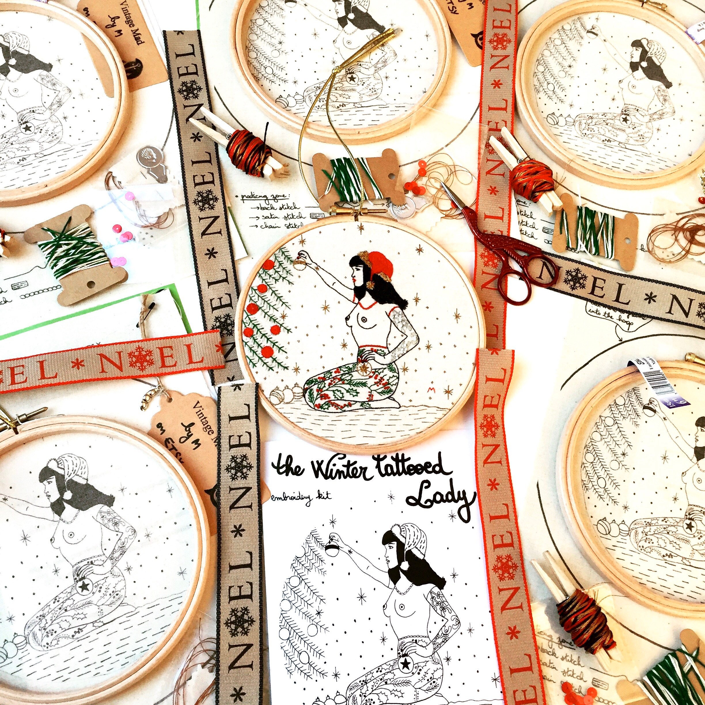 Modern Embroidery Gift Box Diy kit Hand embroidery pattern | Etsy