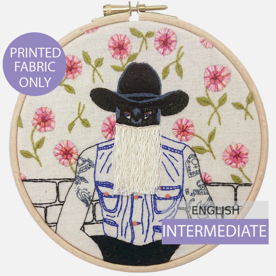 Modern Embroidery Pattern, Pre-printed on Fabric With Tutorial (english ...