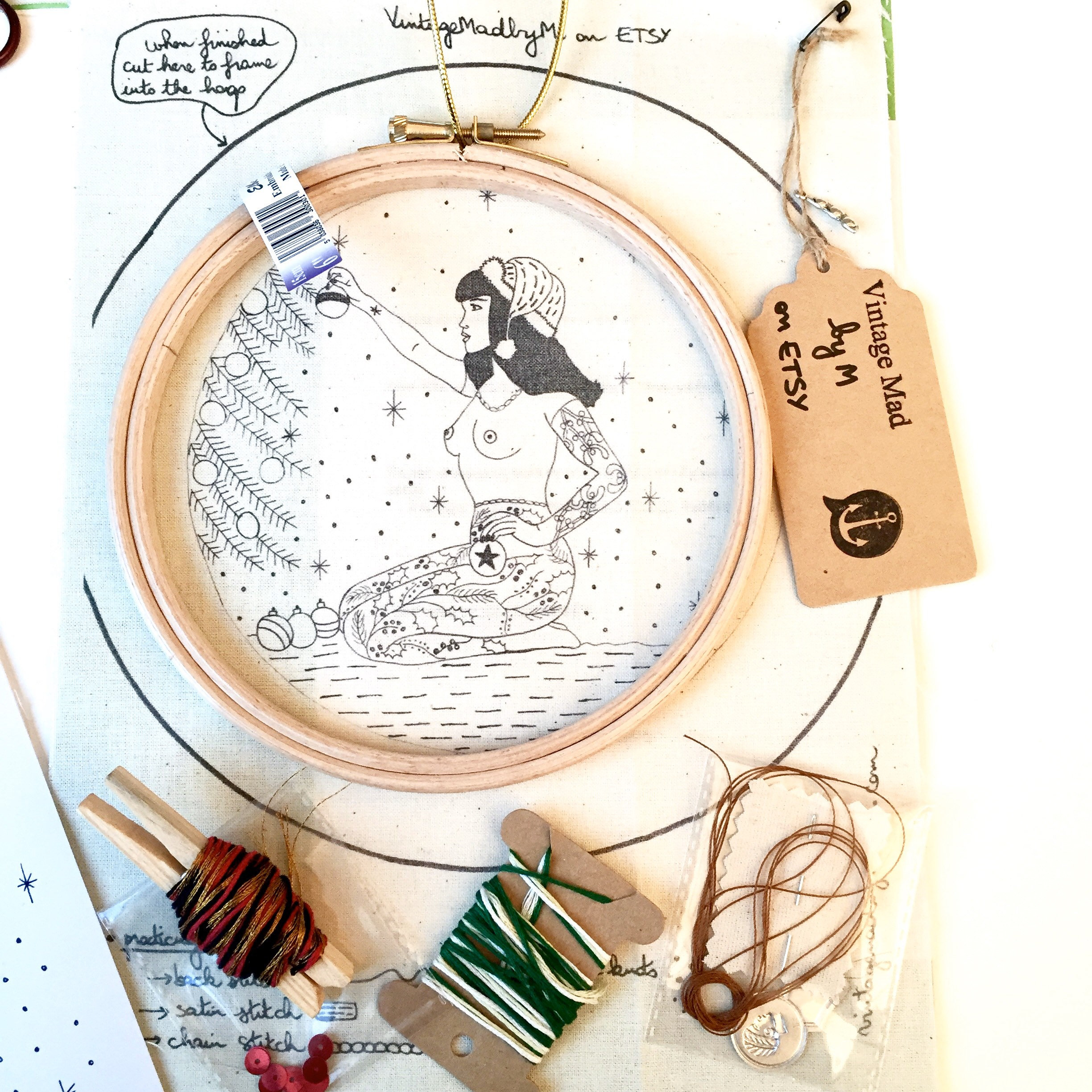 Modern Embroidery Gift Box Diy kit Hand embroidery pattern | Etsy