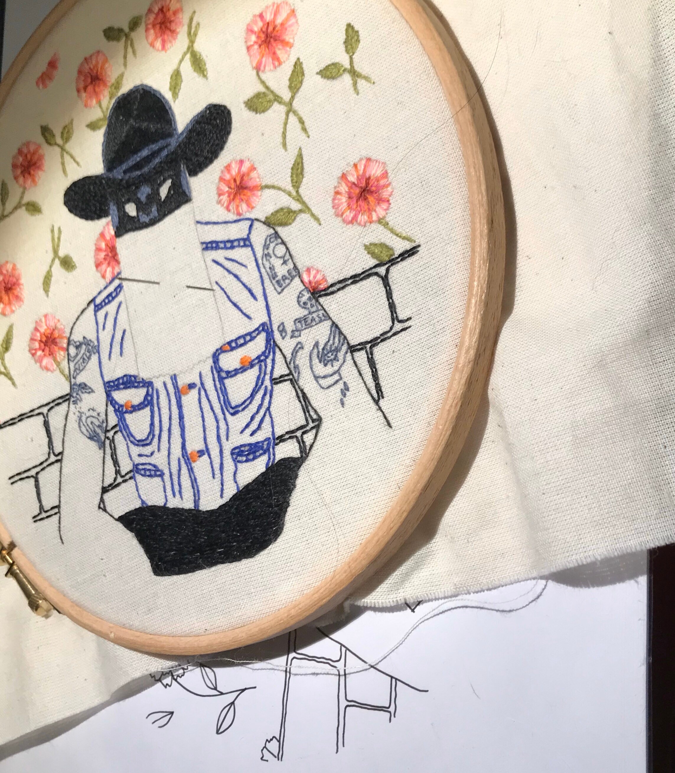 Modern Embroidery Pattern, Pre-printed on Fabric With Tutorial (english ...