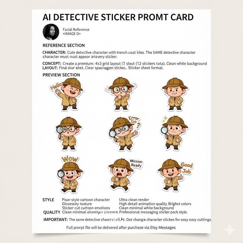 Detective Emoji Sticker Prompts | Pixar Style 3D AI Art (digital ...