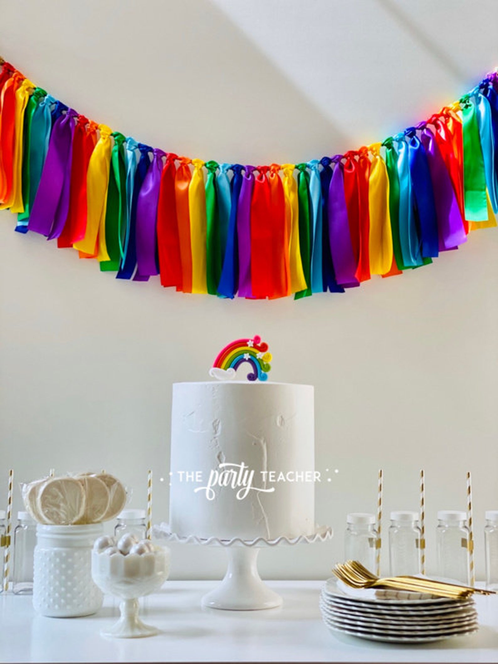 Rainbow Ribbon Bunting Rainbow Ribbon Garland Rainbow - Etsy