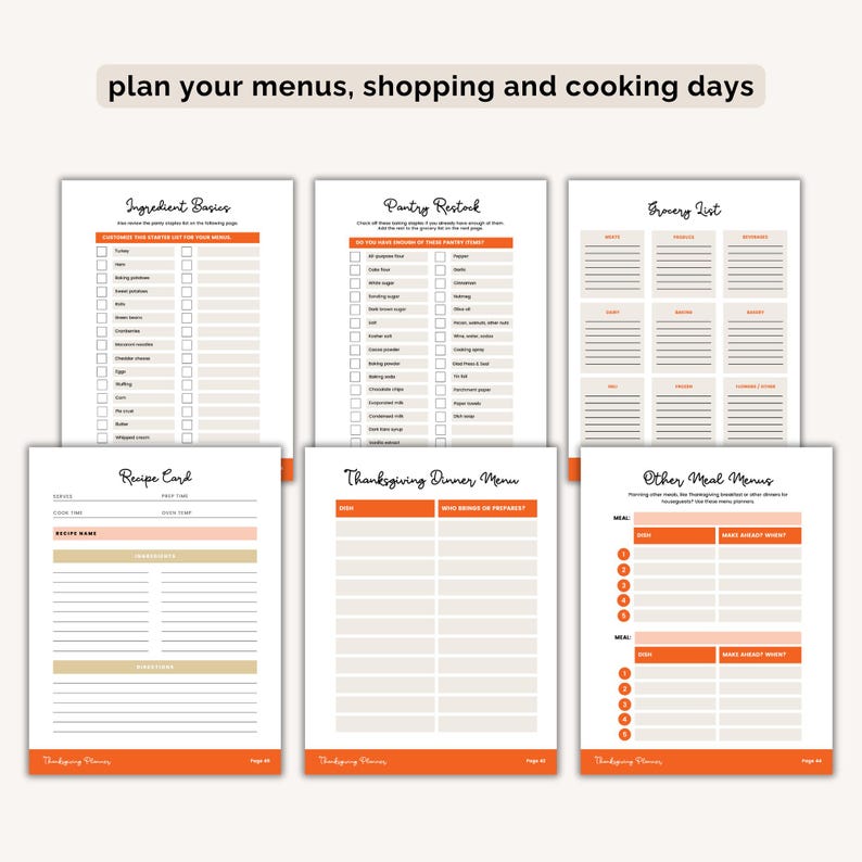 Thanksgiving Planner: 28 Printable Worksheets & Checklists (digital ...
