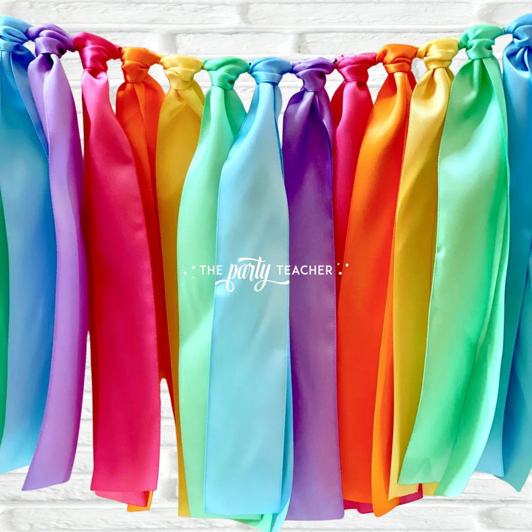 Pastel Rainbow Ribbon Bunting: Unicorn Party Garland, Birthday Decor ...