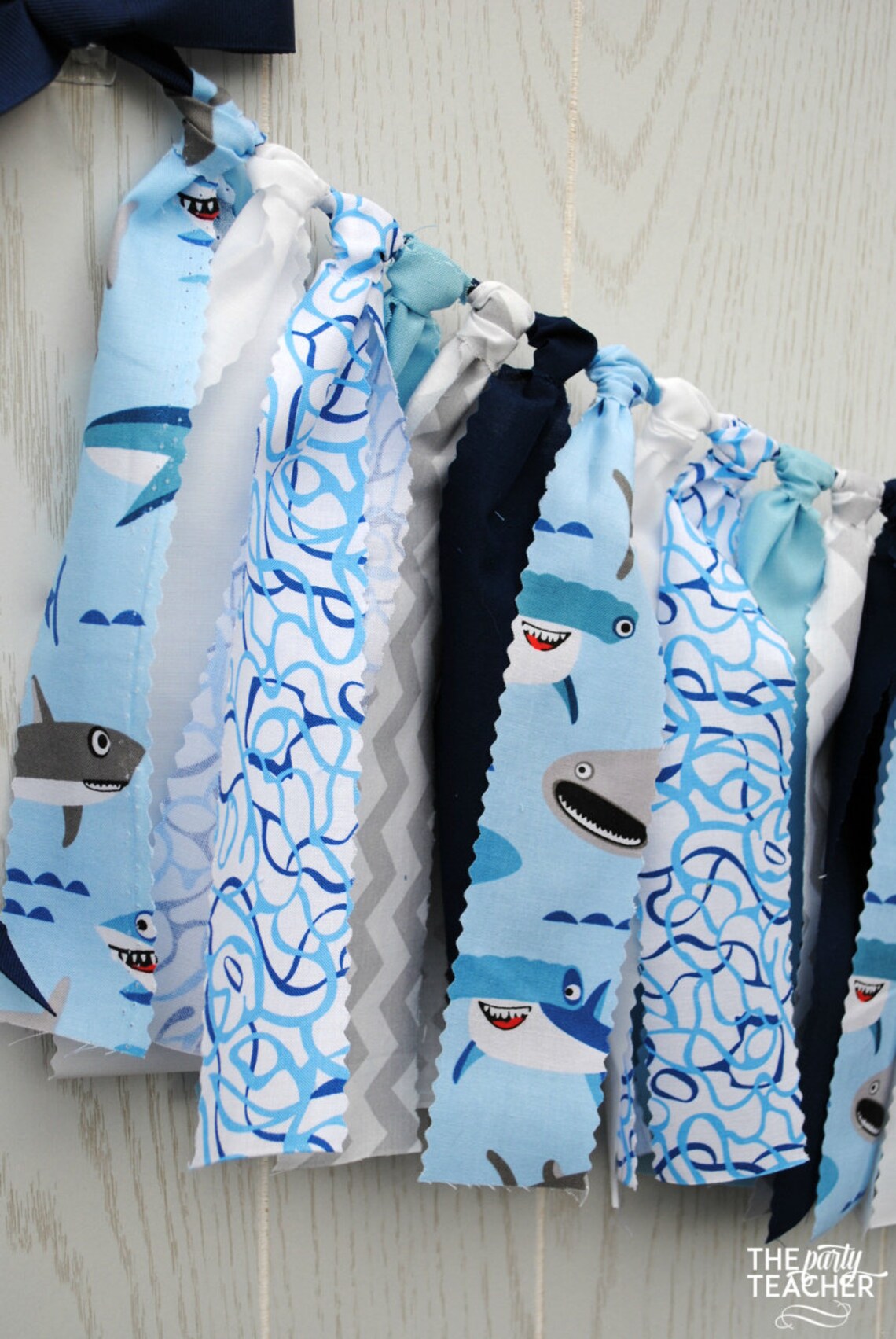 Shark Fabric Bunting: Ocean Colors, Birthday Party Decor, Photo Prop - Etsy