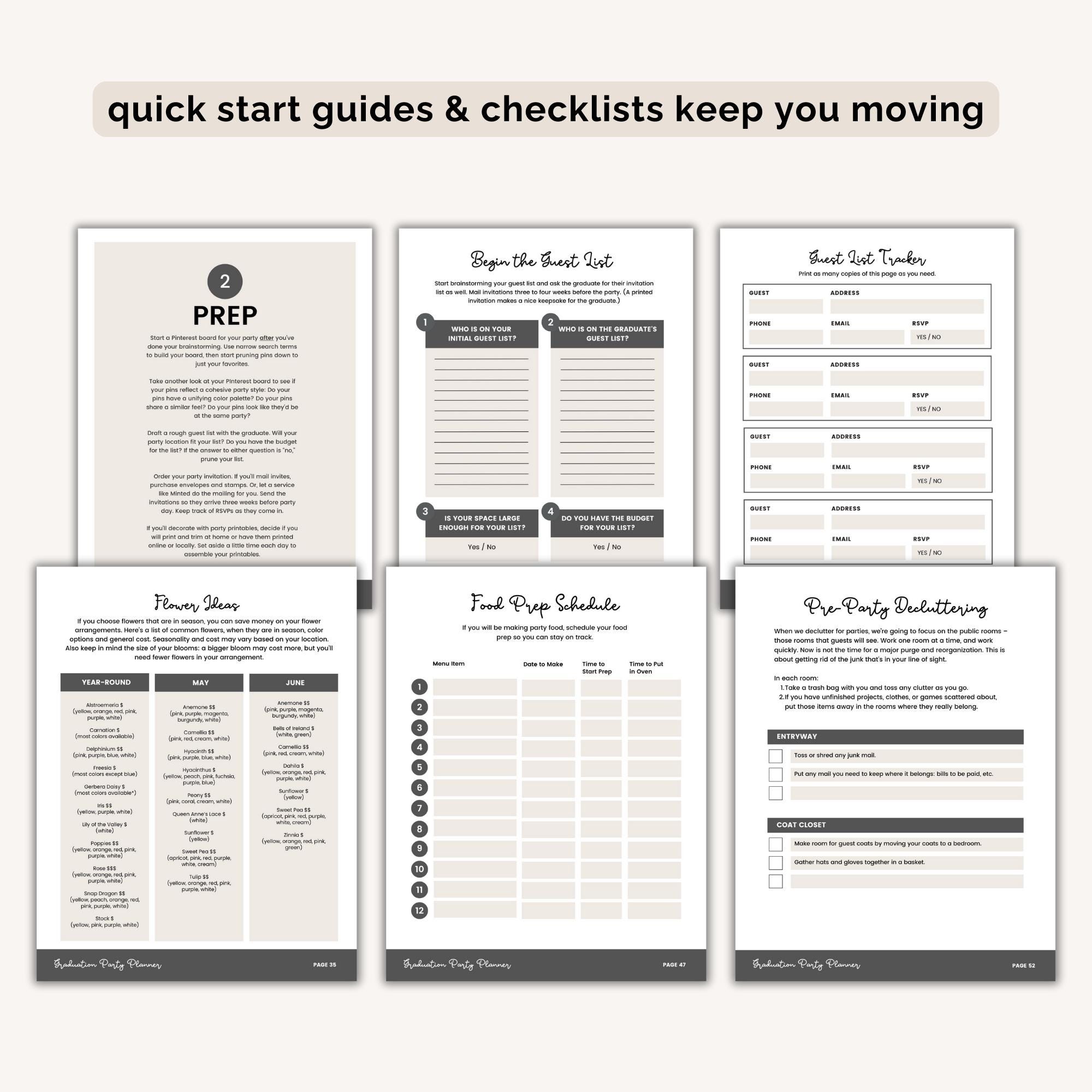Graduation Party Planner: 44 Checklists & Worksheets (instant Download ...