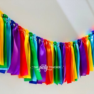 Rainbow Ribbon Bunting, Rainbow Ribbon Garland, Rainbow Garland ...