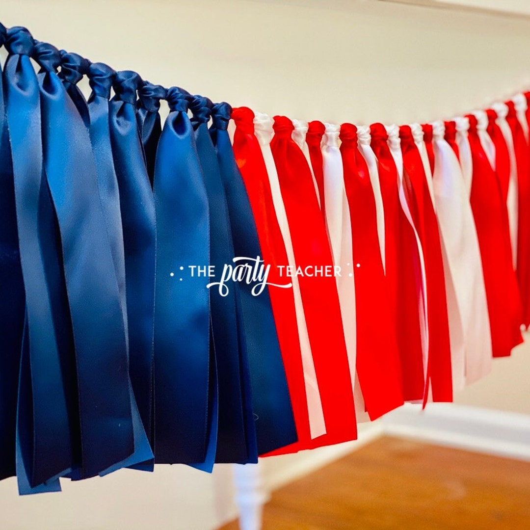American Flag Ribbon Bunting, American Flag Garland, Flag Bunting, Flag ...