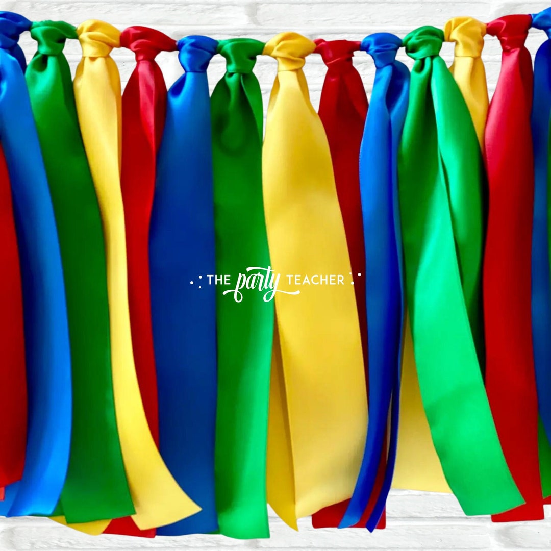Primary Colors Ribbon Bunting: Red, Yellow, Blue, Green Party Garland ...