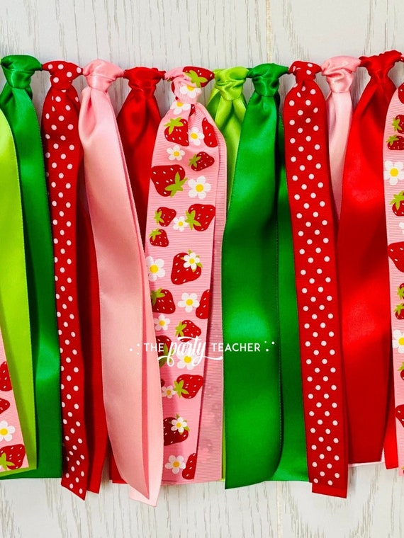 Strawberry Ribbon Bunting, Strawberry Garland Banner, Strawberry Party ...