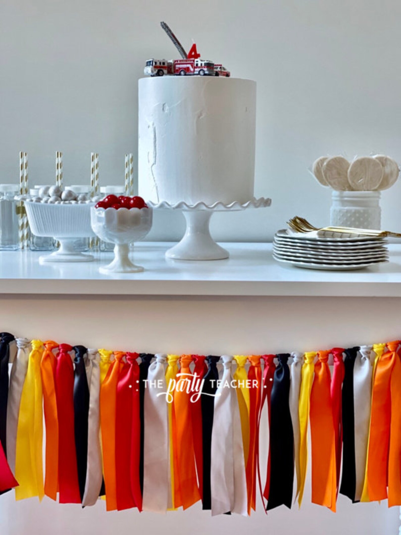 Firefighter Ribbon Bunting, Fireman Party Decor, Firetruck Party ...