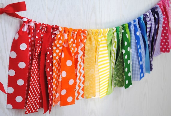 Patterned Rainbow Fabric Bunting, Rainbow Fabric Garland, Rainbow ...