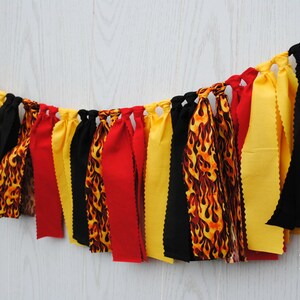 Firefighter Fabric Bunting: Flame Party Garland, Fireman Birthday Decor ...