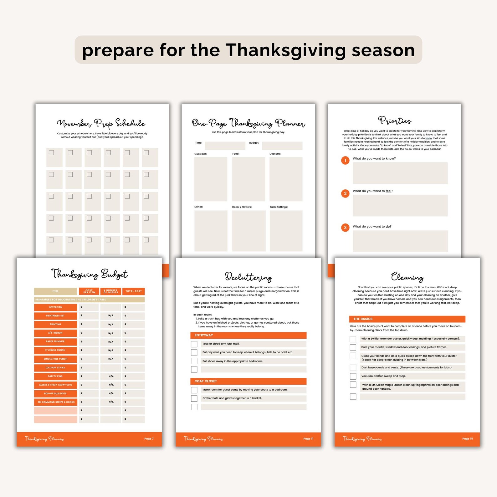 Thanksgiving Planner: 28 Printable Worksheets & Checklists (digital ...