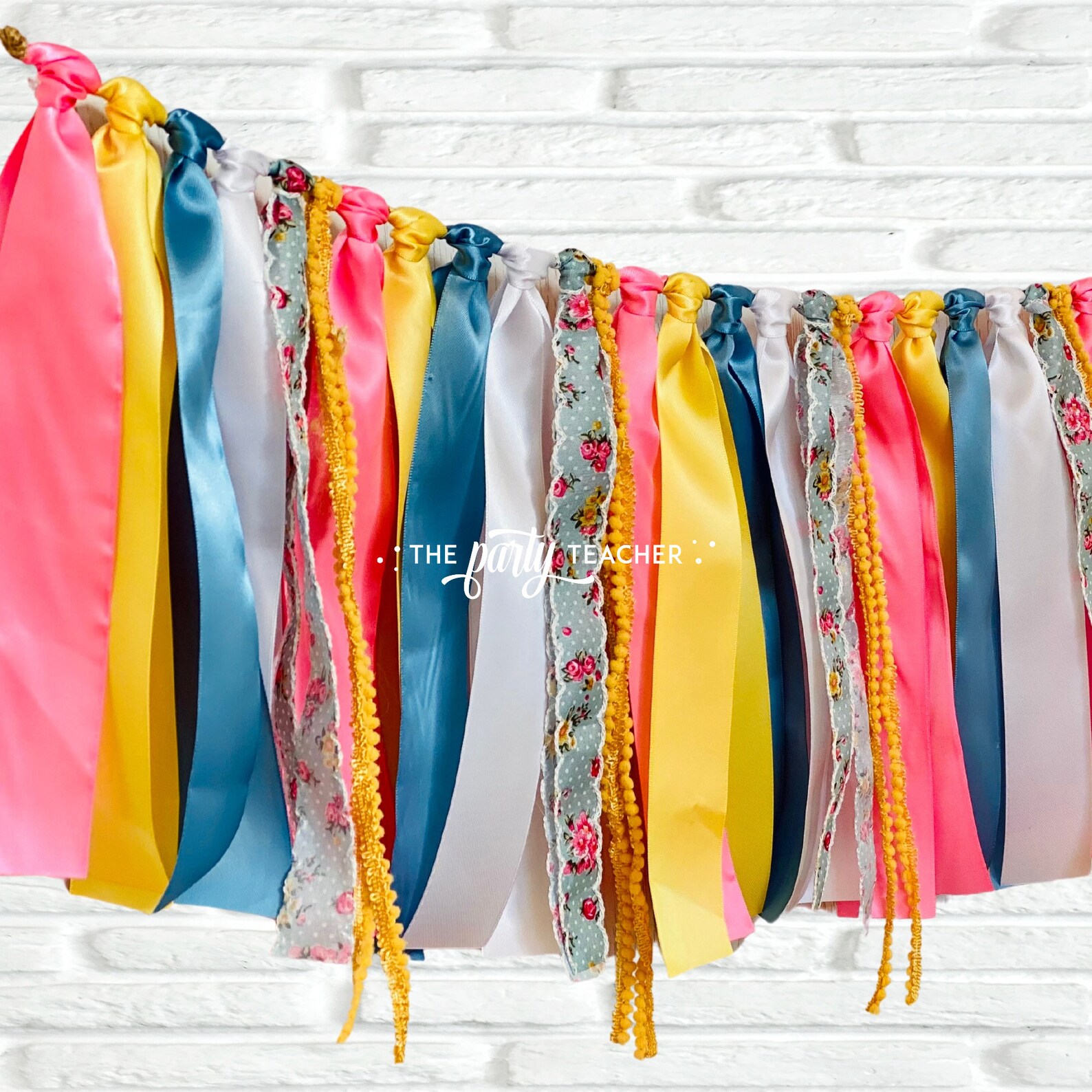 Tea Party Ribbon Bunting: Pastel Rose Garland Decor - Etsy