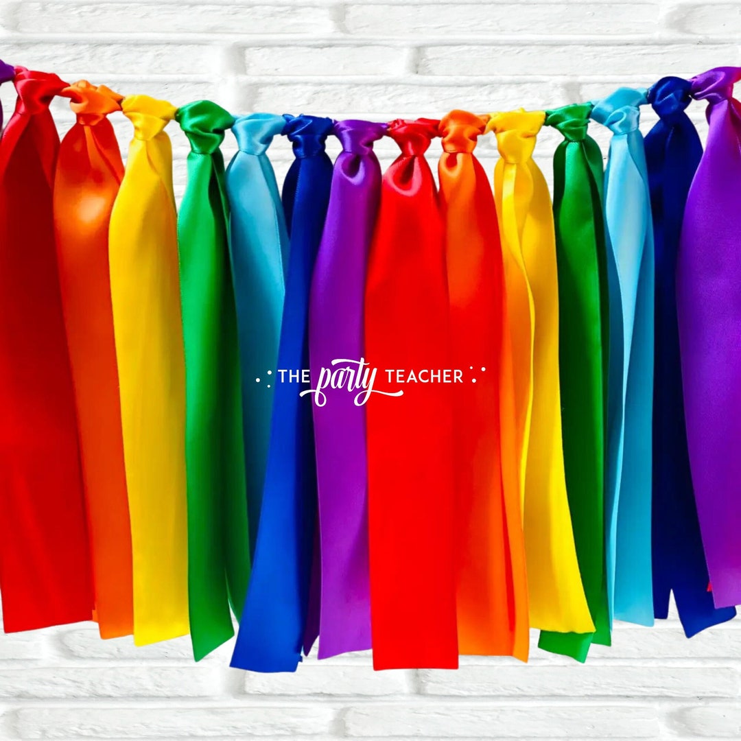 Rainbow Ribbon Bunting, Rainbow Ribbon Garland, Rainbow Garland ...