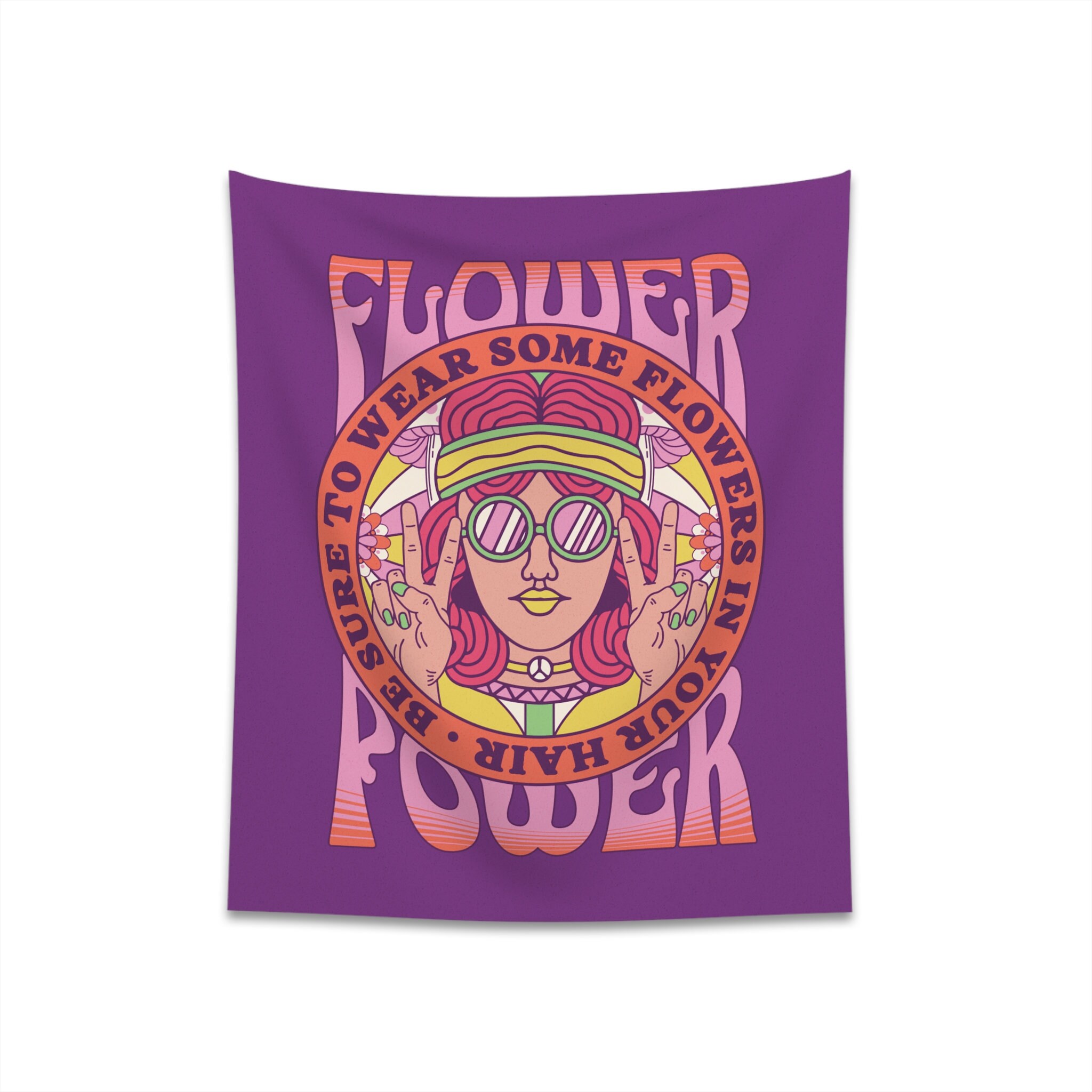 Retro Hippy Tapestry hippie Home Decor flower Power Art flower Hippie ...