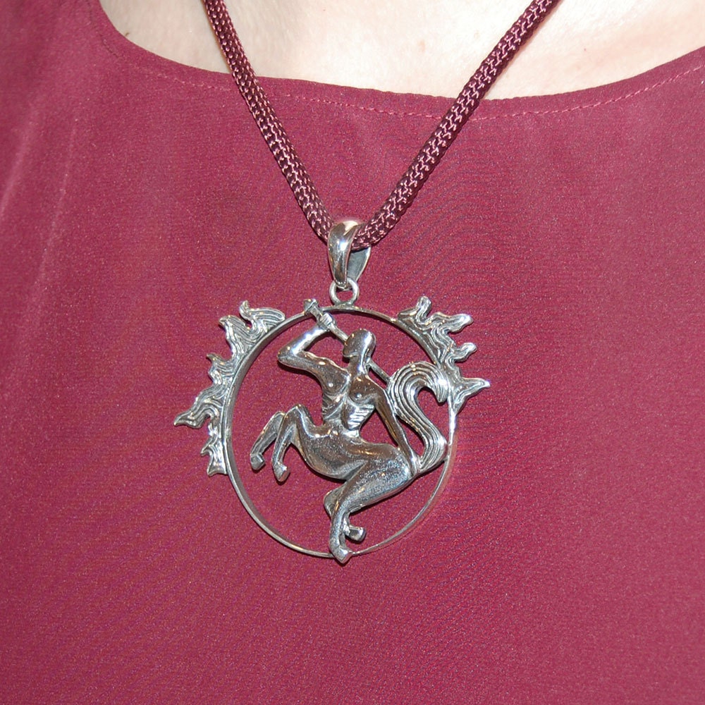 Centaur Necklace, Hercules Teacher Pendant, Silver Centaur Pendant ...