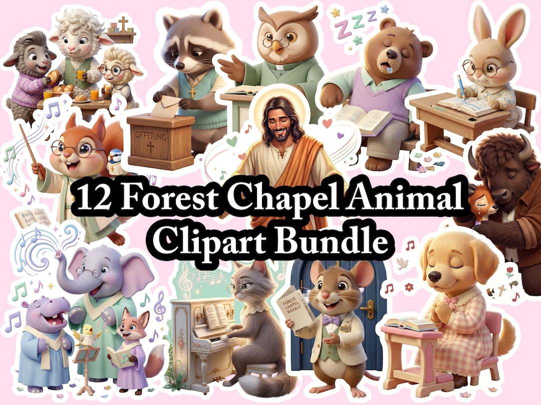 Forest Chapel Animal Clipart Bundle, Christian Graphics, Sunday School ...