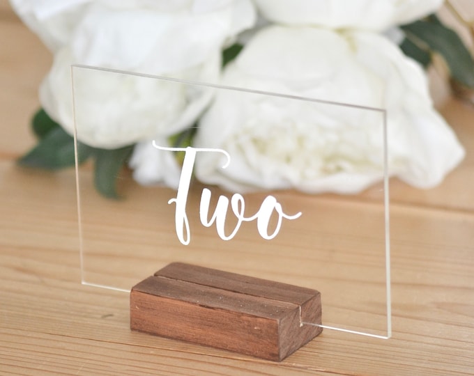 Wedding Table Numbers With Holders Clear Acrylic Modern Minimalist ...