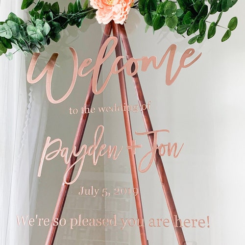 Personalized Rose Gold Welcome Sign Acrylic Welcome Sign - Etsy
