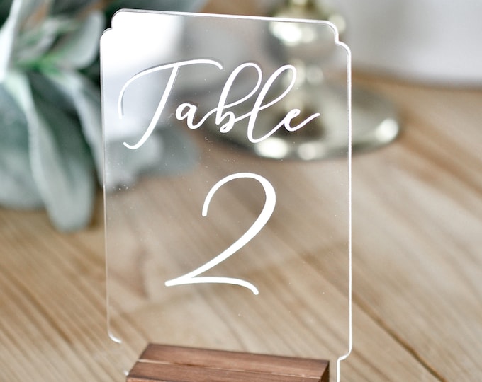 Painted Back Acrylic Table Numbers Wedding Acrylic Table - Etsy