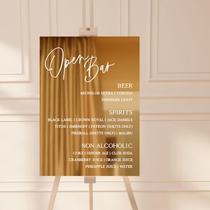 Open Bar Menu Mirror Acrylic Wedding Sign | Mirror Welcome Wedding Sign ...
