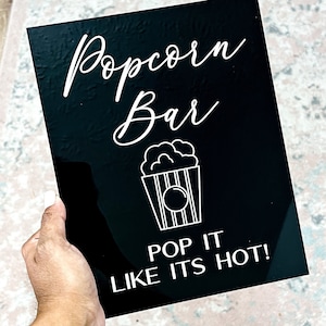 Popcorn Bar Acrylic Sign | Painted Acrylic Sign, Custom Acrylic Sign ...