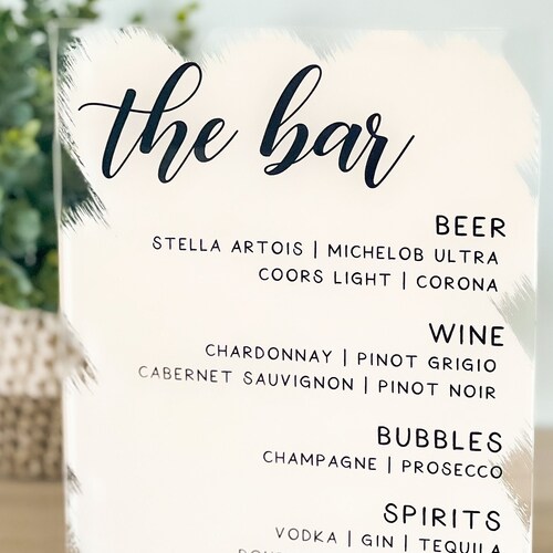 Acrylic Bar Menu Sign Drinks Menu Acrylic Bar Sign - Etsy