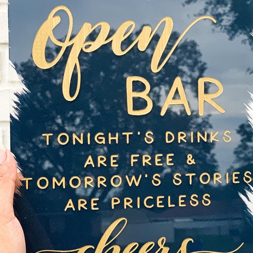 Open Bar Acrylic Signs Painted Acrylic Sign Bar Sign-fb2 | Etsy