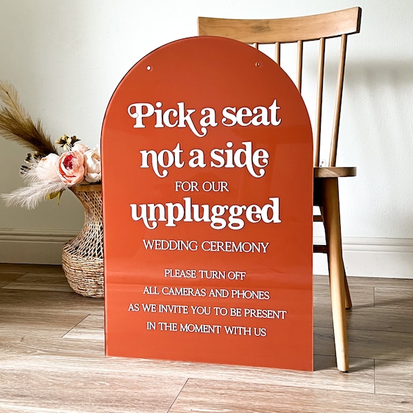 Unplugged and Pick a Seat Ceremony Sign - Etsy
