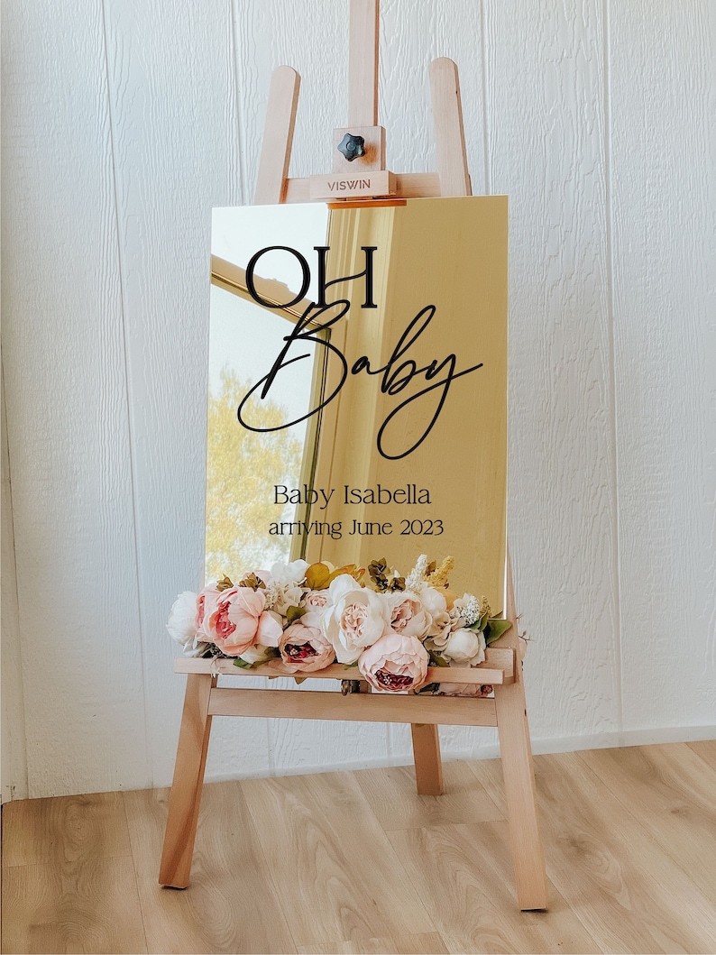 Oh Baby Mirror Welcome Sign Baby Shower Welcome Sign Baby - Etsy