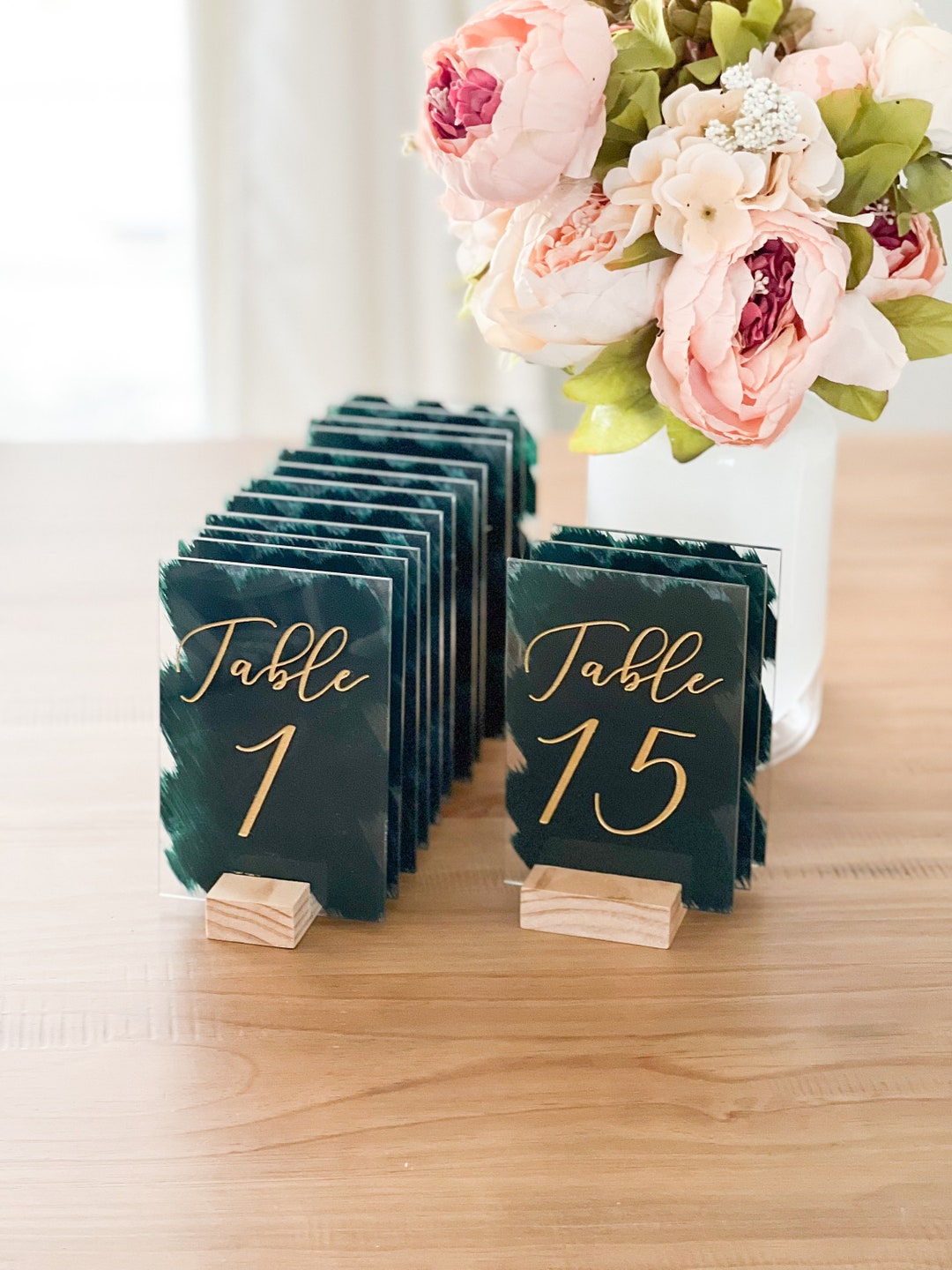 1-15 Table Numbers Gold Lettering | Acrylic Table Numbers | 4x6 Table ...