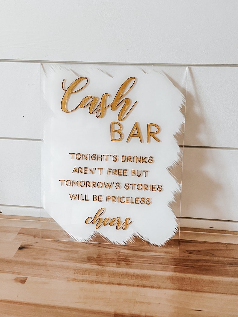 Cash Bar Acrylic Signs Painted Acrylic Sign Bar Sign-l - Etsy