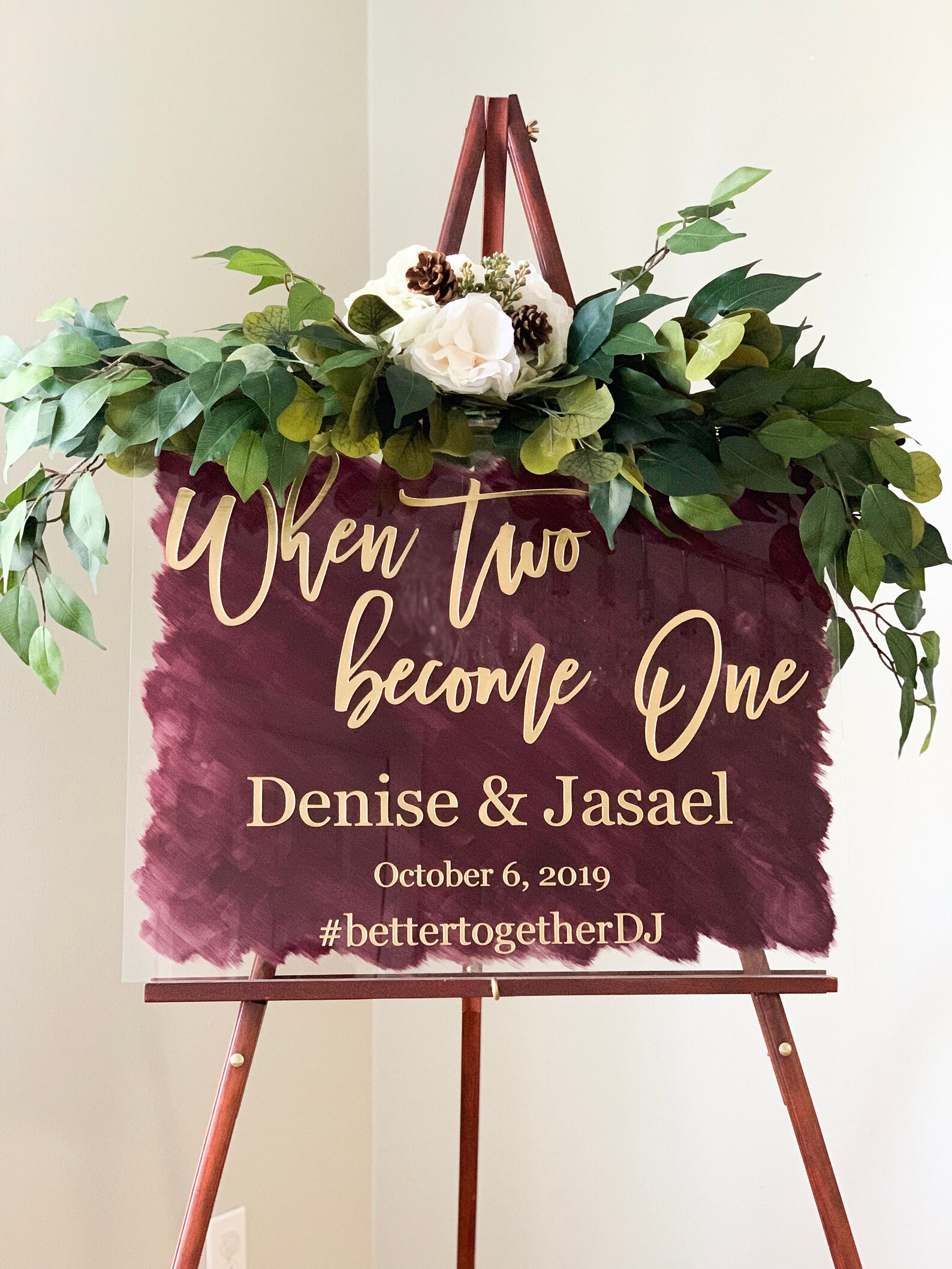 When Two Become One Wedding Sign, Acrylic Welcome Sign, Brushed Back ...