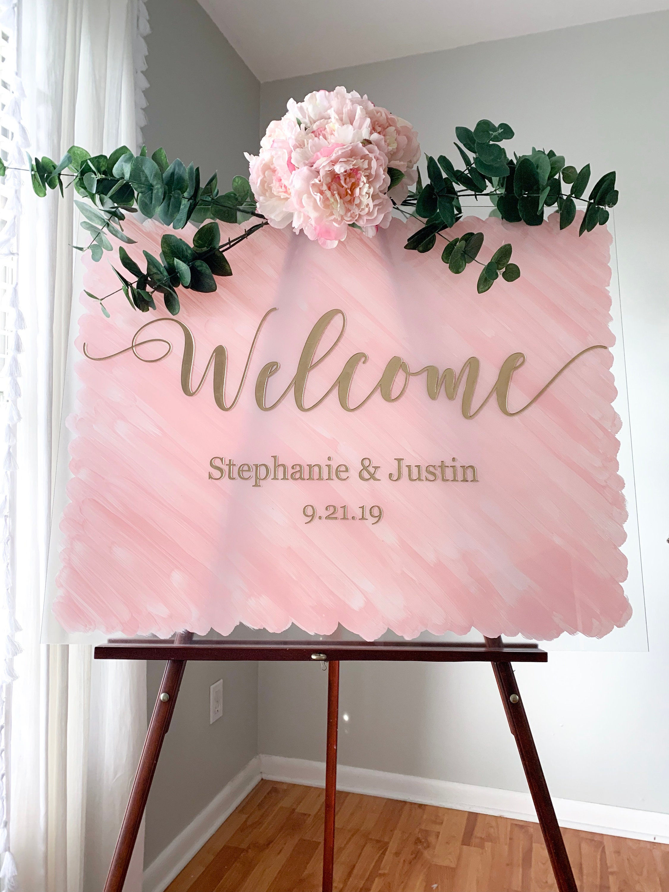Personalized Painted Back Welcome Sign Brushed Back Acrylic - Etsy