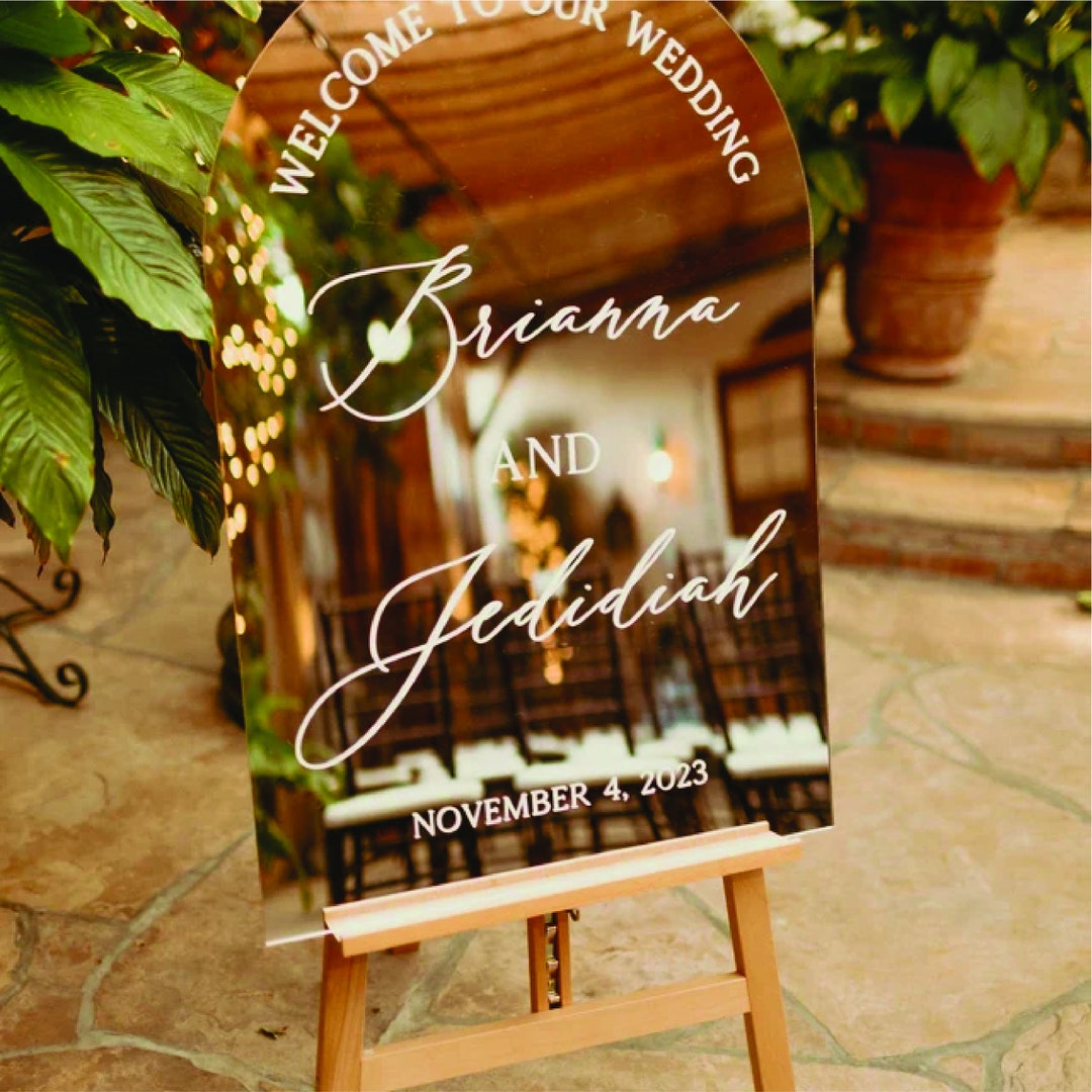 Arch Mirror Acrylic Wedding Welcome Sign | Modern Welcome Sign | Mirror ...