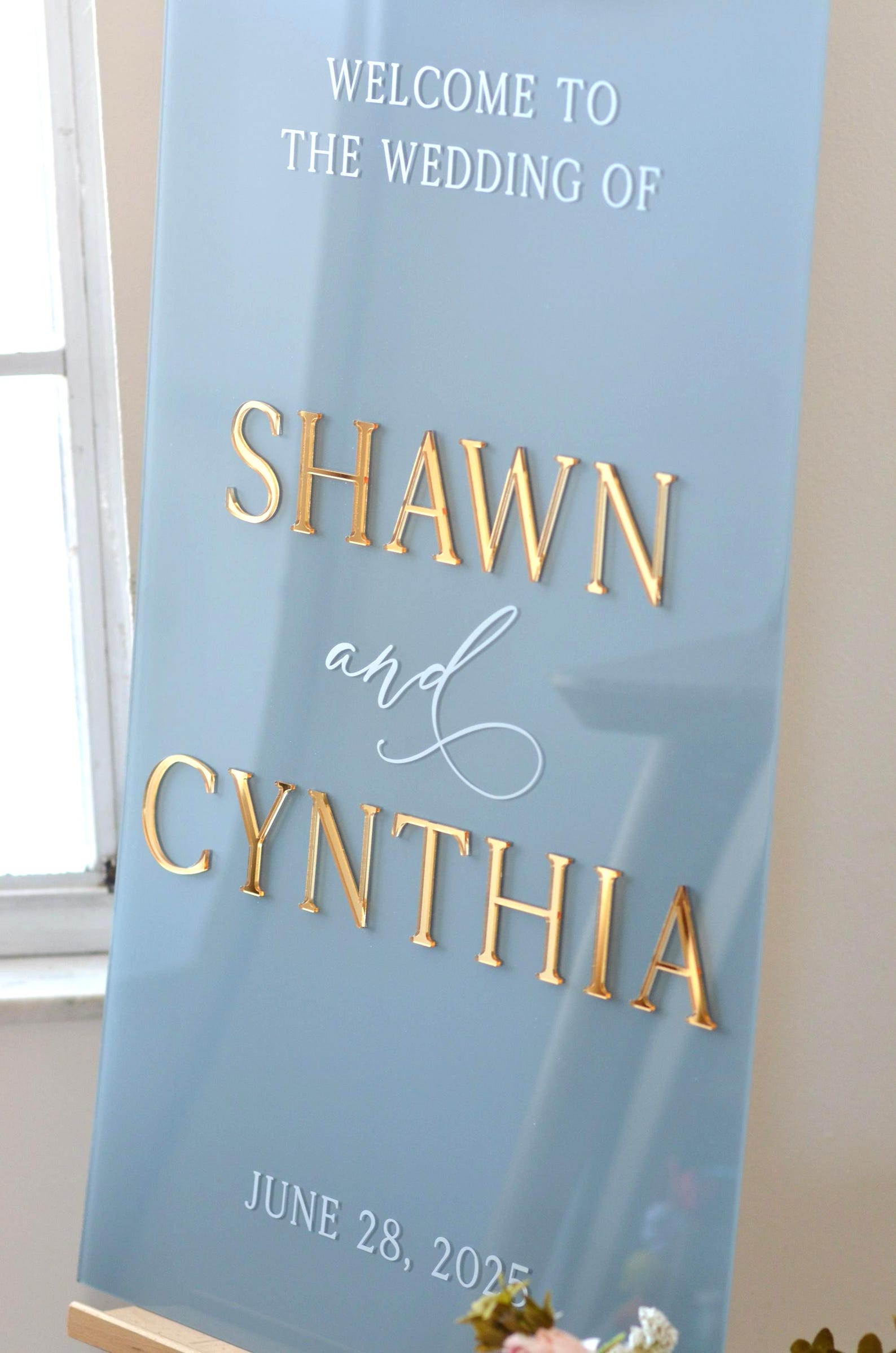 Welcome to the Wedding Dusty Blue Acrylic Sign | Modern Wedding Signage ...