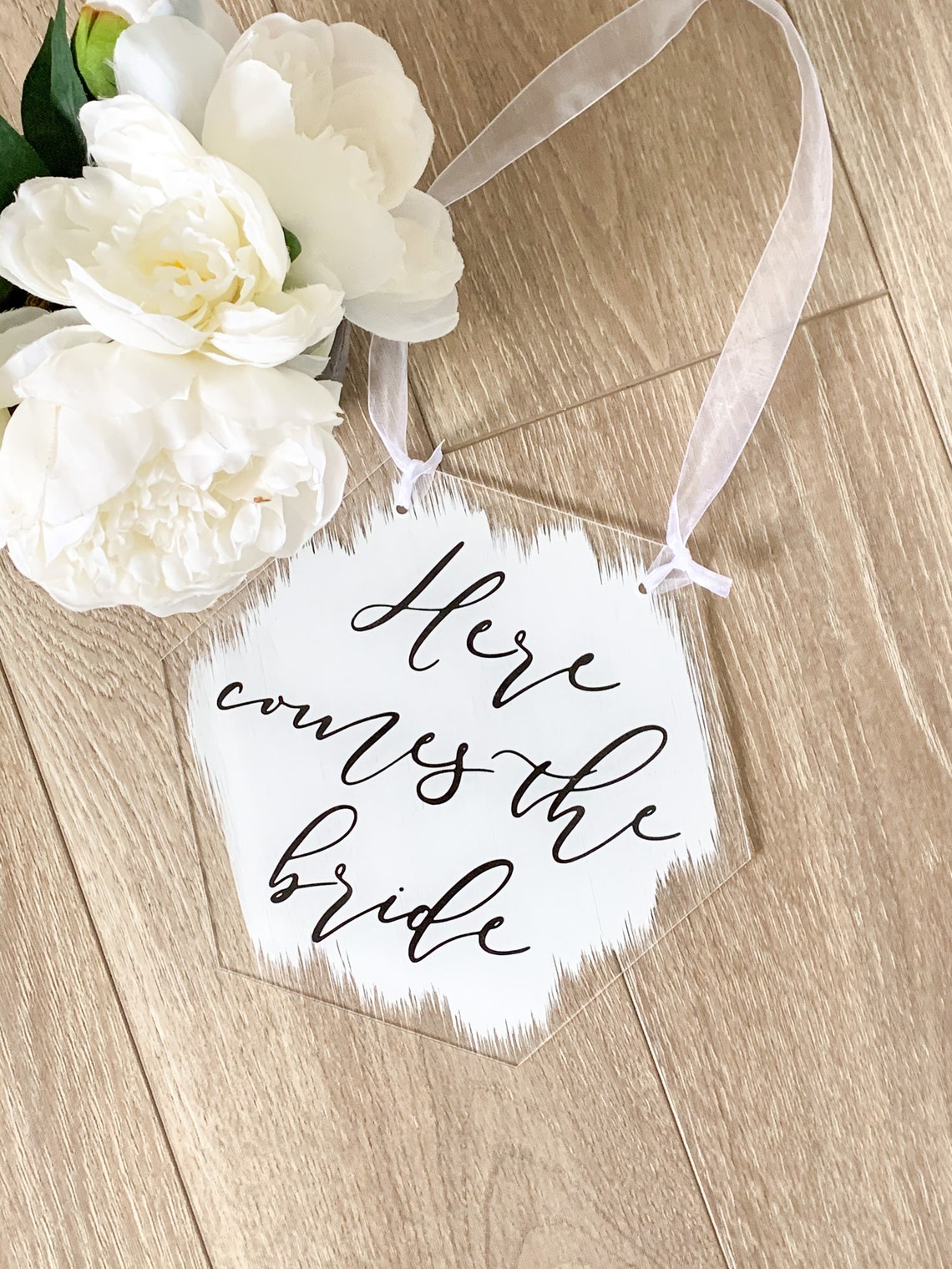 Here Comes the Bride Ring Bearer Hexagon Acrylic Sign, Painted Wedding ...