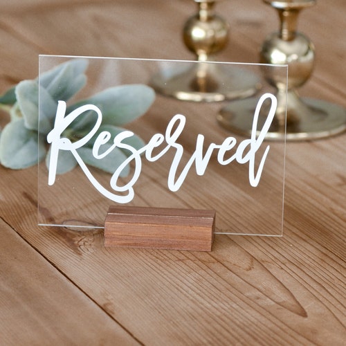 Acrylic Reserved Table Sign Acrylic Wedding Signs Minimalist - Etsy