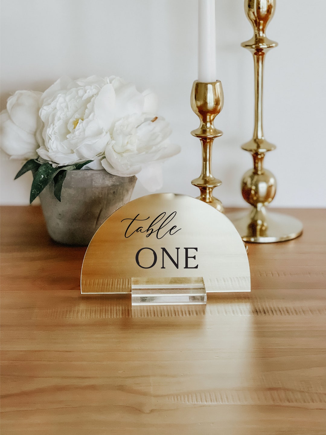 Half Circle Mirror Acrylic Table Numbers | Half Moon Arch Table Signs ...
