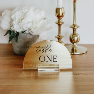 Half Circle Mirror Acrylic Table Numbers | Half Moon Arch Table Signs ...