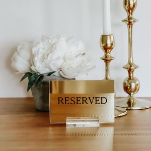 Reserved Table Sign, Acrylic Wedding Signs, Minimalist Wedding Table ...