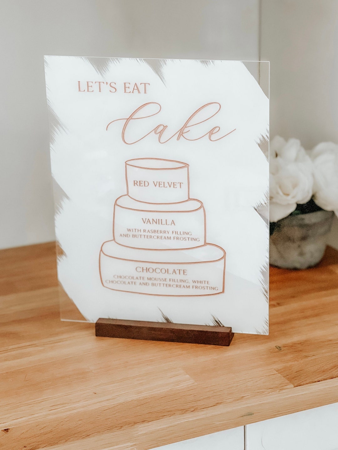 Acrylic Cake Menu Sign | Wedding Cake Flavors Sign | Cake Table Sign ...