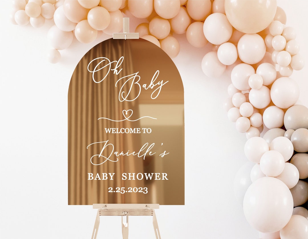 Arch Mirror Acrylic Oh Baby Welcome Sign | Modern Welcome Sign | Mirror ...
