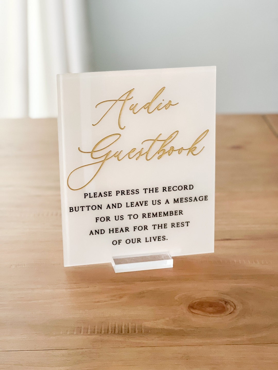 Audio Guest Book | Acrylic Table Signs | Modern Calligraphy Signs ...